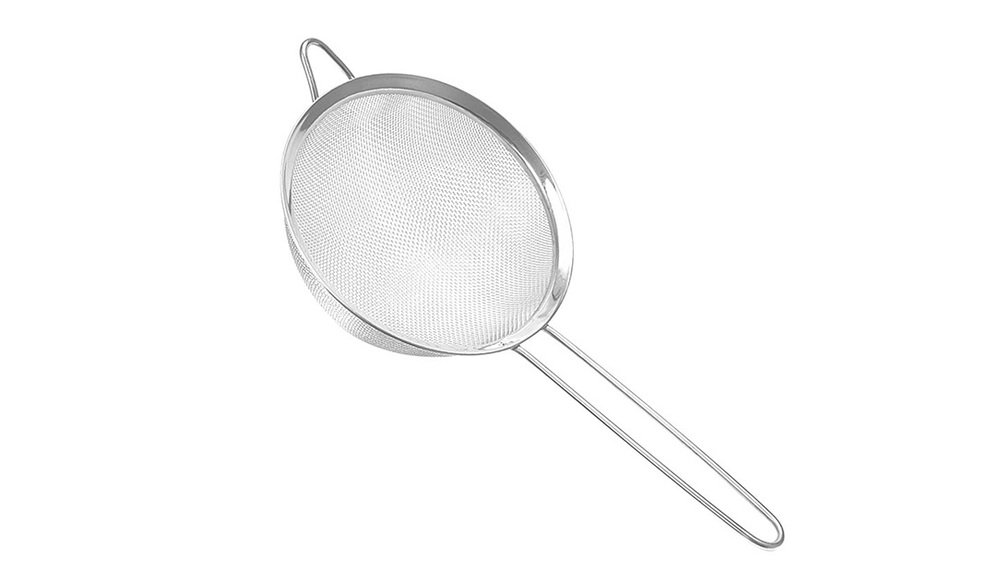 Peneira de Inox 10x24cm – Malha Fina com Cabo e Alça de Apoio